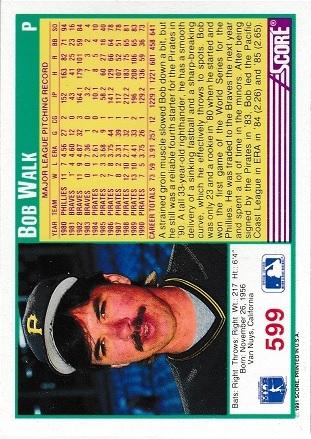 Bob Walk #599 Prices | 1991 Score | Baseball Cards