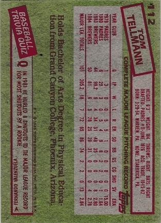Tom Tellmann #112 Prices | 1985 Topps | Baseball Cards