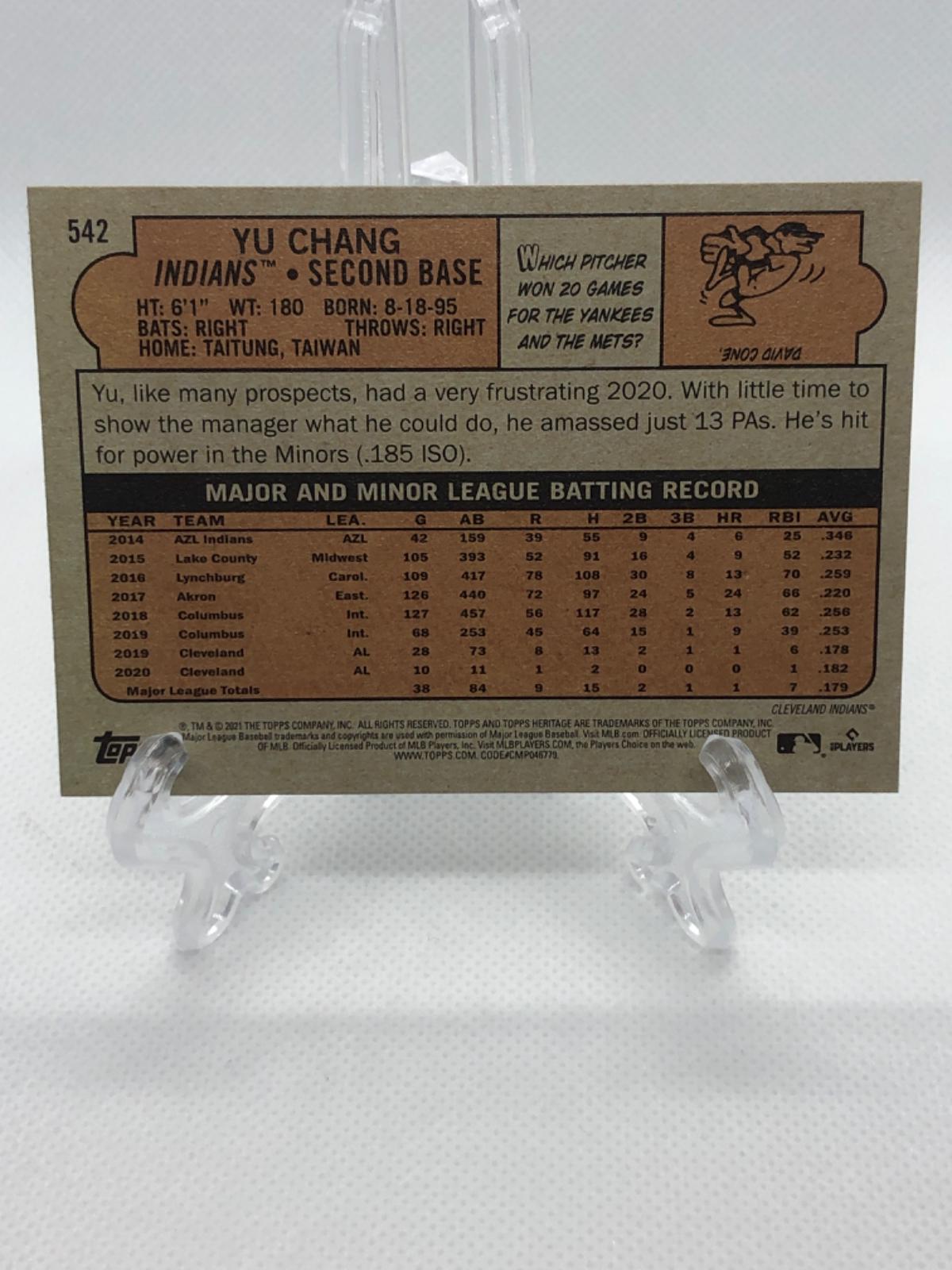 Yu Chang #542 Prices | 2021 Topps Heritage | Baseball Cards