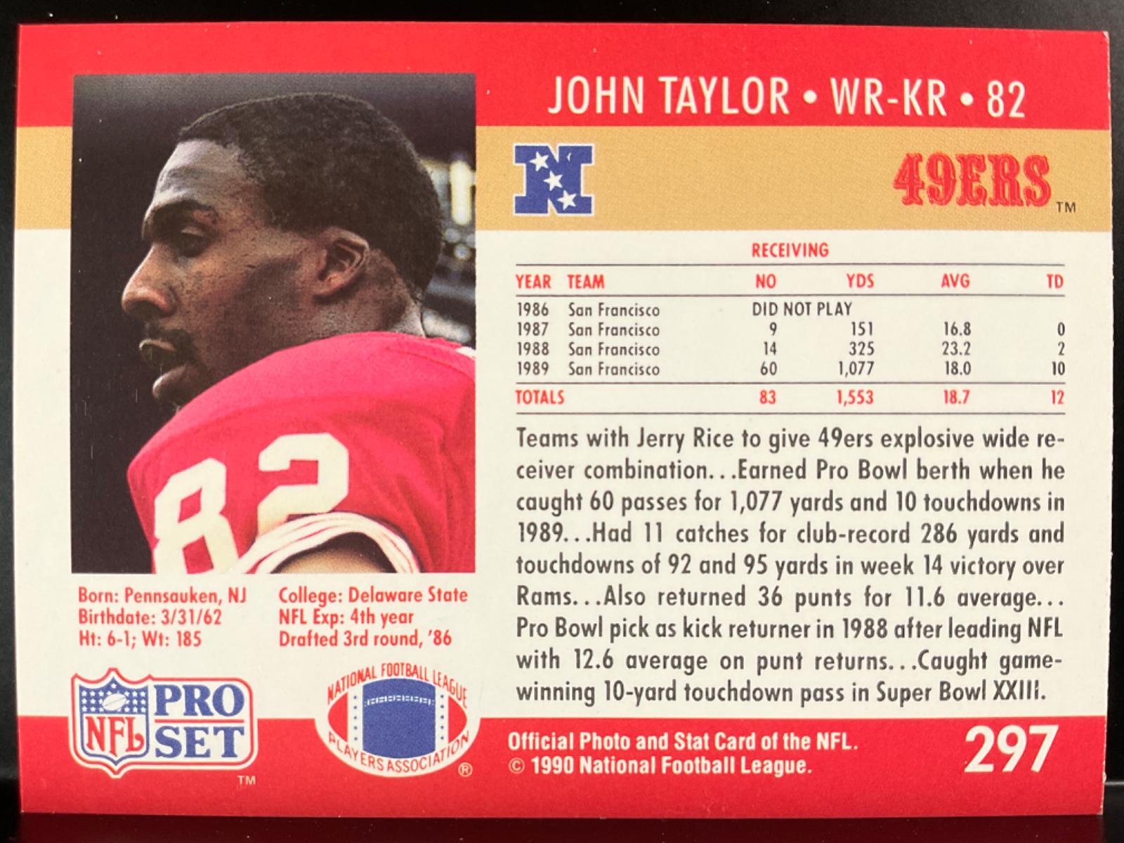 John Taylor #297 Prices | 1990 Pro Set | Football Cards