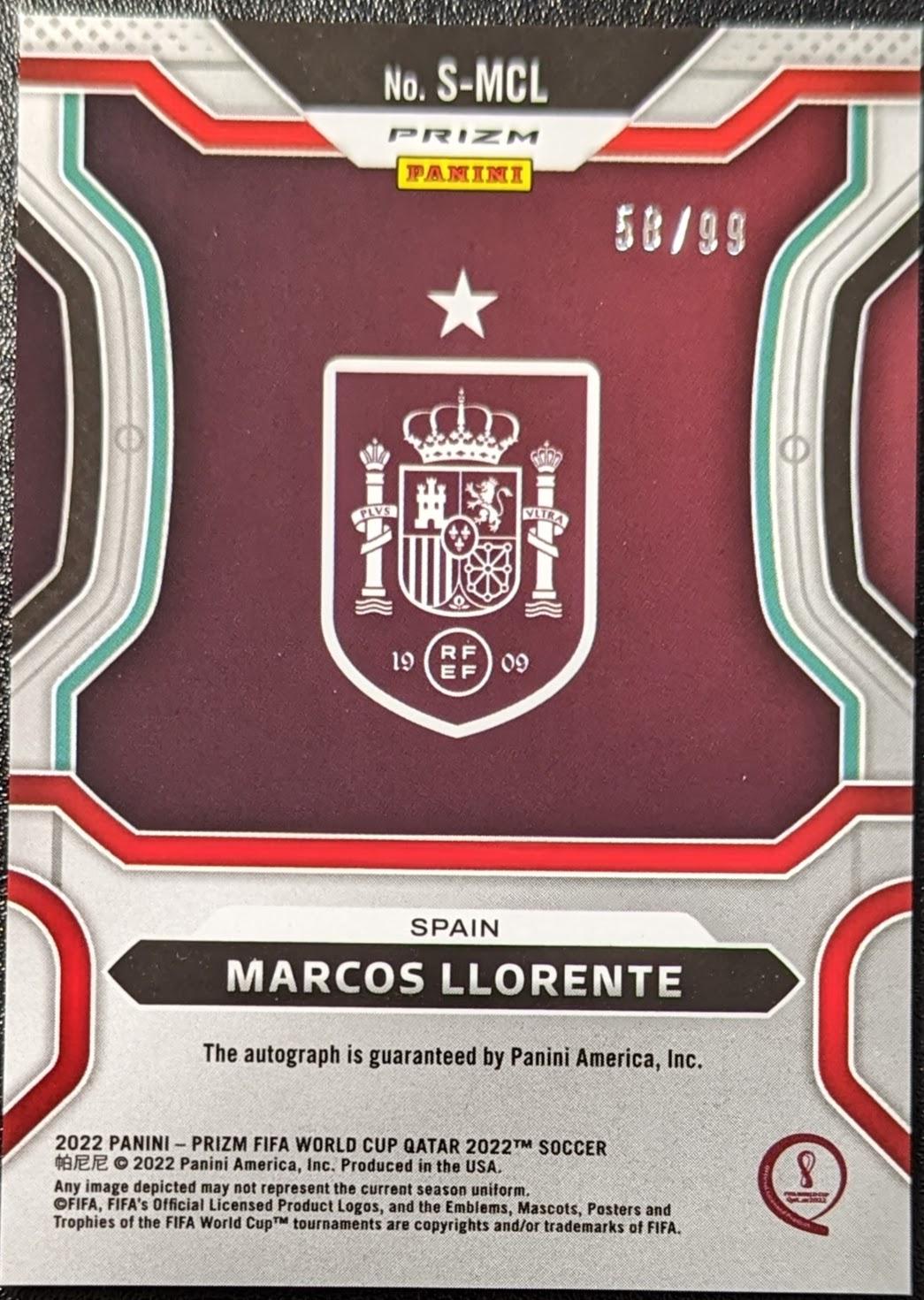 Marcos Llorente [Silver] #S-MCL Prices | 2022 Panini Prizm World Cup ...