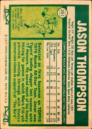 Jason Thompson #291 Prices | 1977 Topps | Baseball Cards
