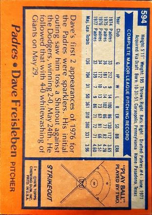 Dave Freisleben #594 Prices | 1978 Topps | Baseball Cards