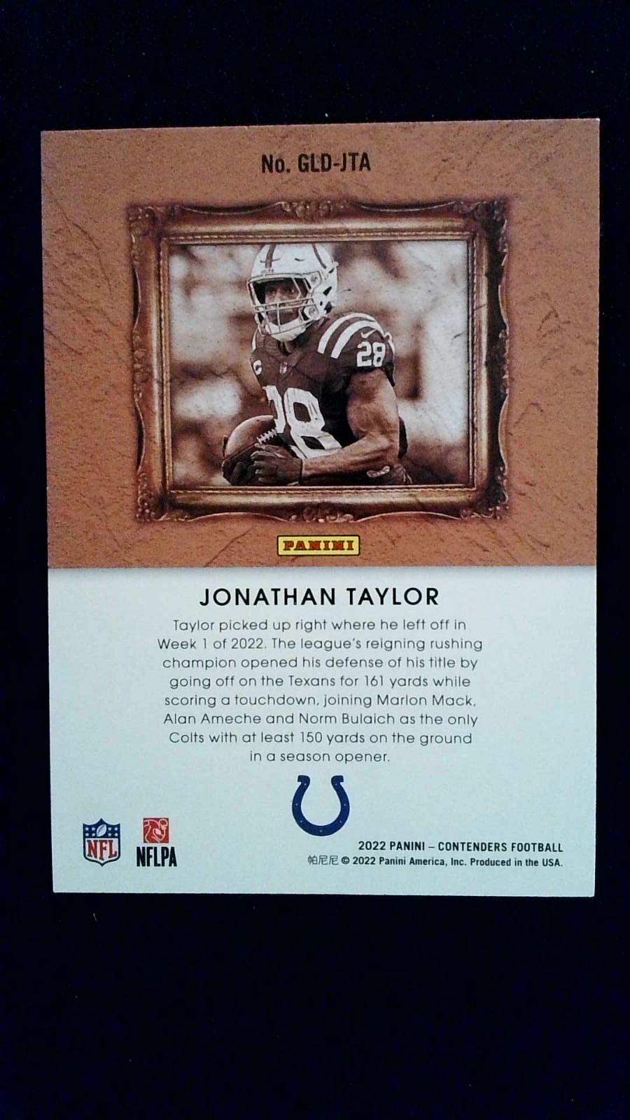 Jonathan Taylor [Emerald] #GLD-JTA Prices | 2022 Panini Contenders ...
