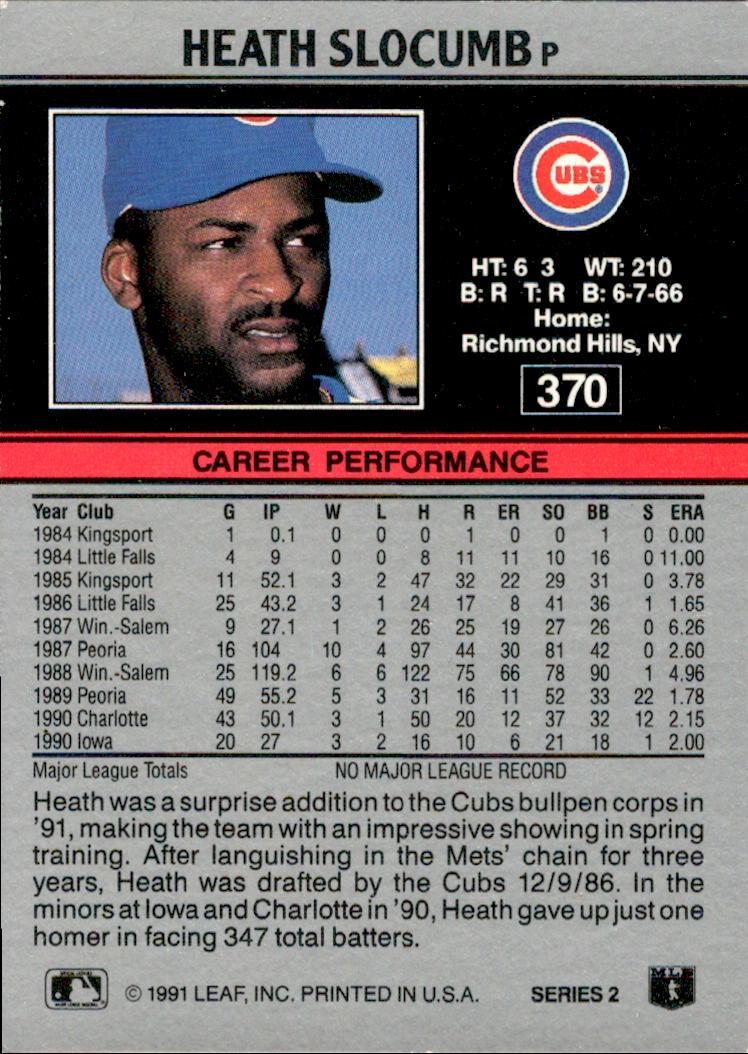 Heath Slocumb #370 Prices | 1991 Leaf | Baseball Cards