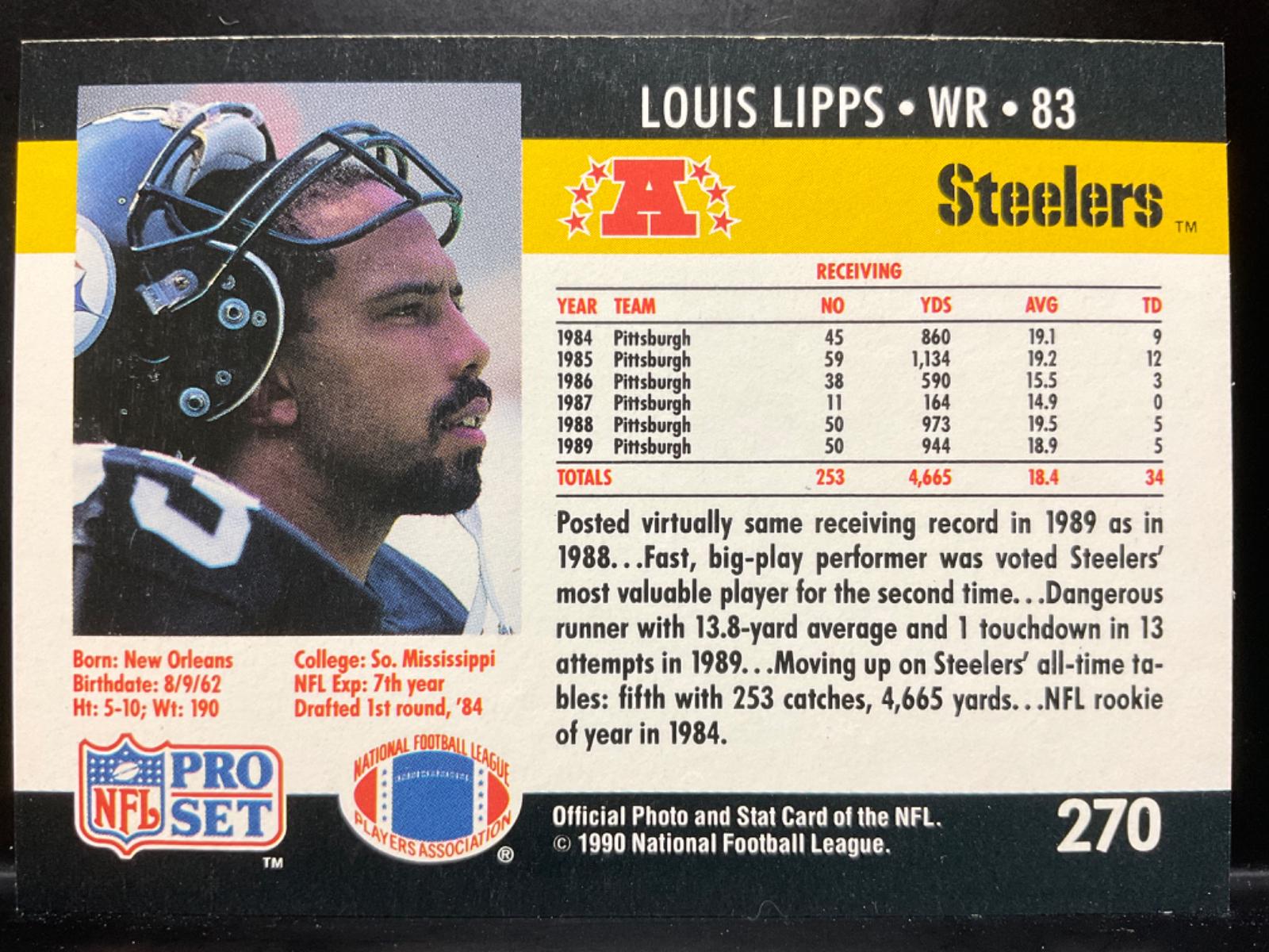 Louis Lipps #270 Prices | 1990 Pro Set | Football Cards