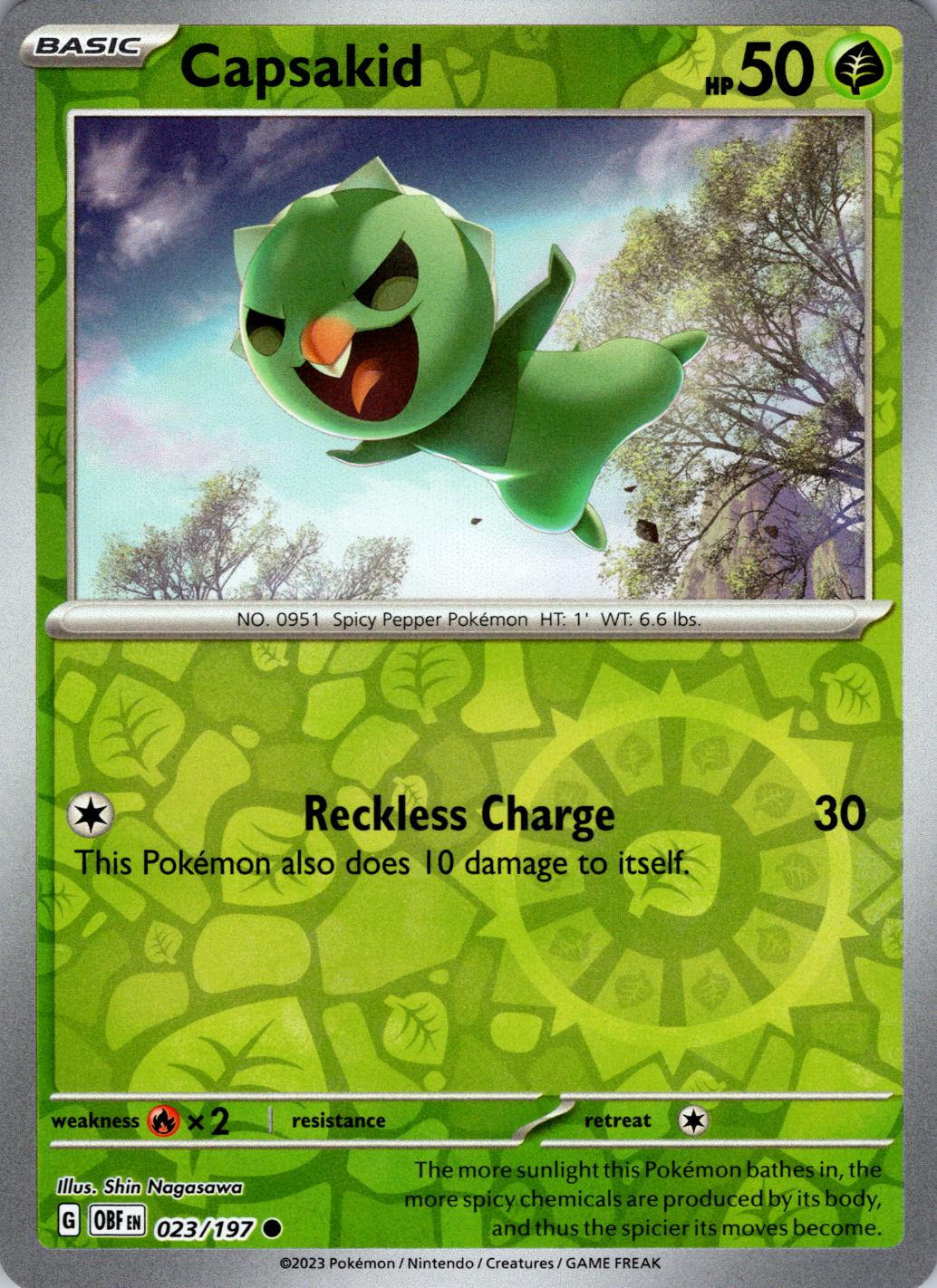 Capsakid [Reverse Holo] #23 Prices | Pokemon Obsidian Flames | Pokemon ...