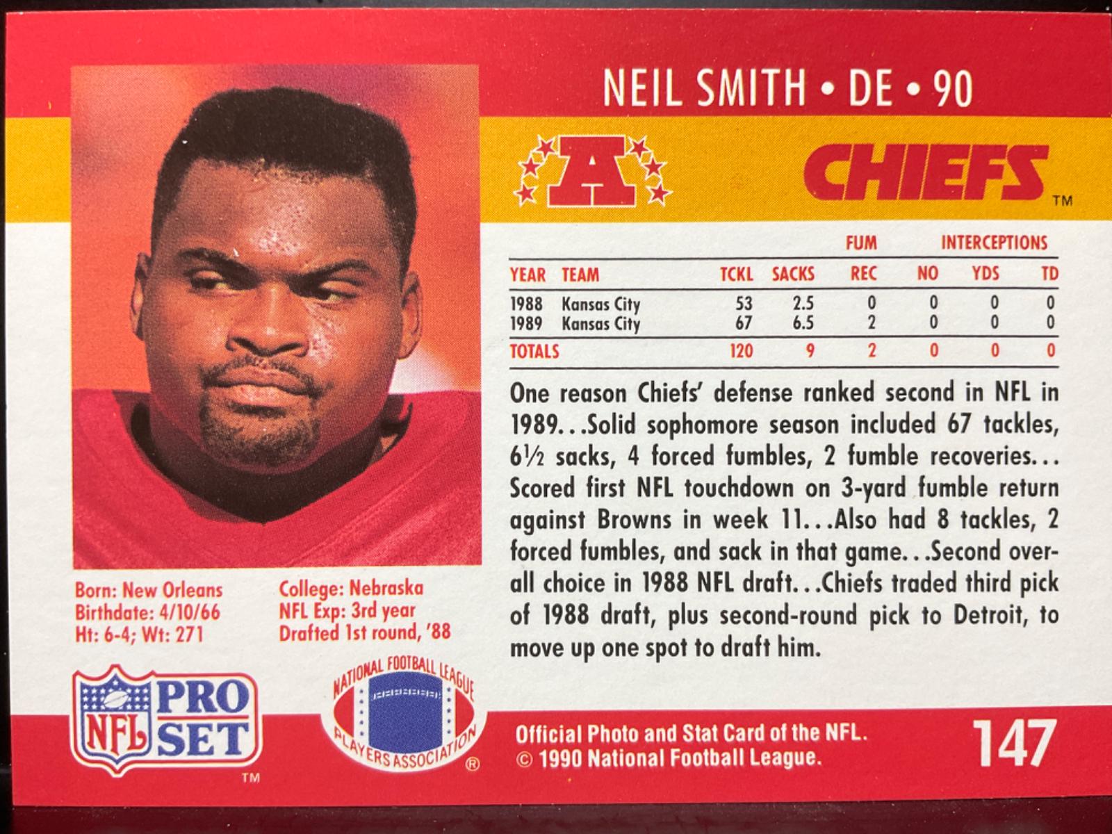 Neil Smith #147 Prices | 1990 Pro Set | Football Cards