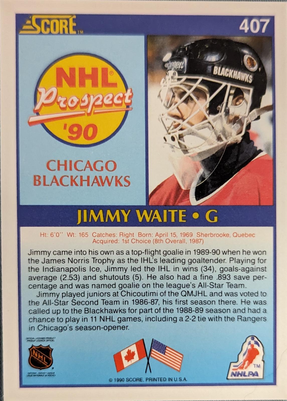 Jimmy Waite #407 Prices | 1990 Score | Hockey Cards