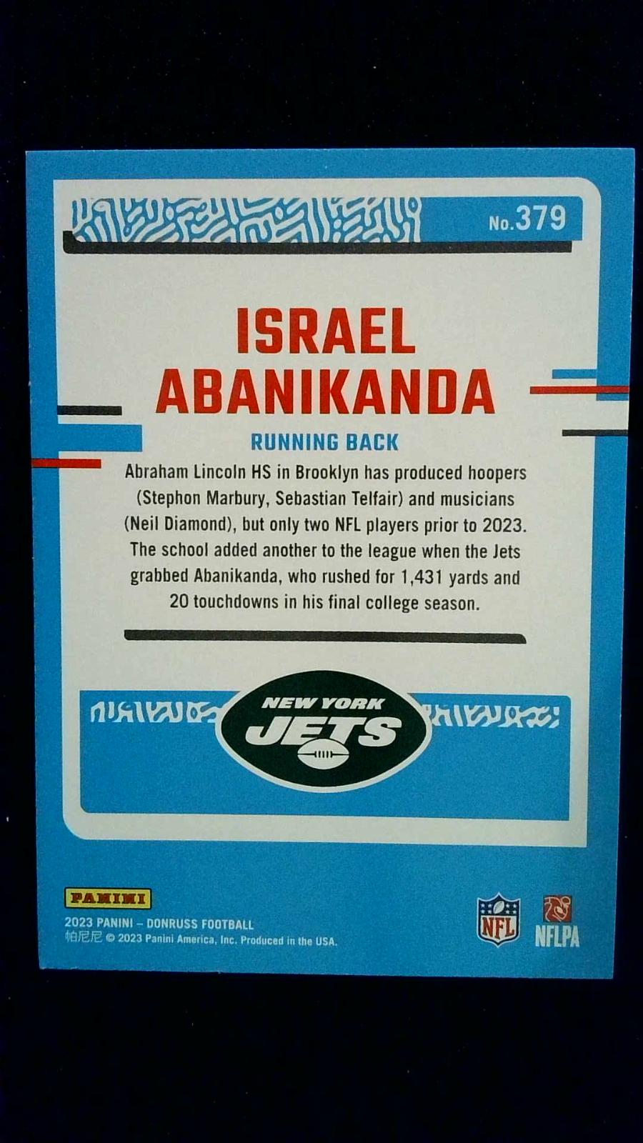Israel Abanikanda #379 Prices [Rookie] | 2023 Panini Donruss | Football ...
