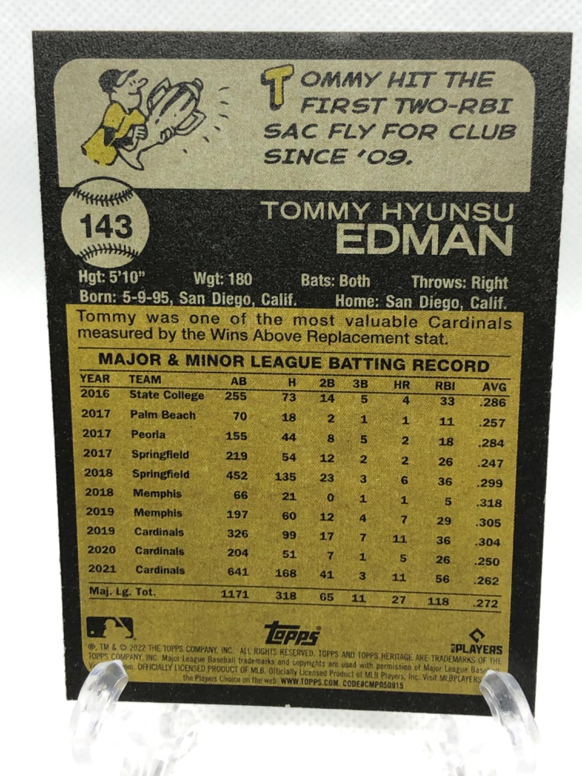 Tommy Edman #143 Prices | 2022 Topps Heritage | Baseball Cards