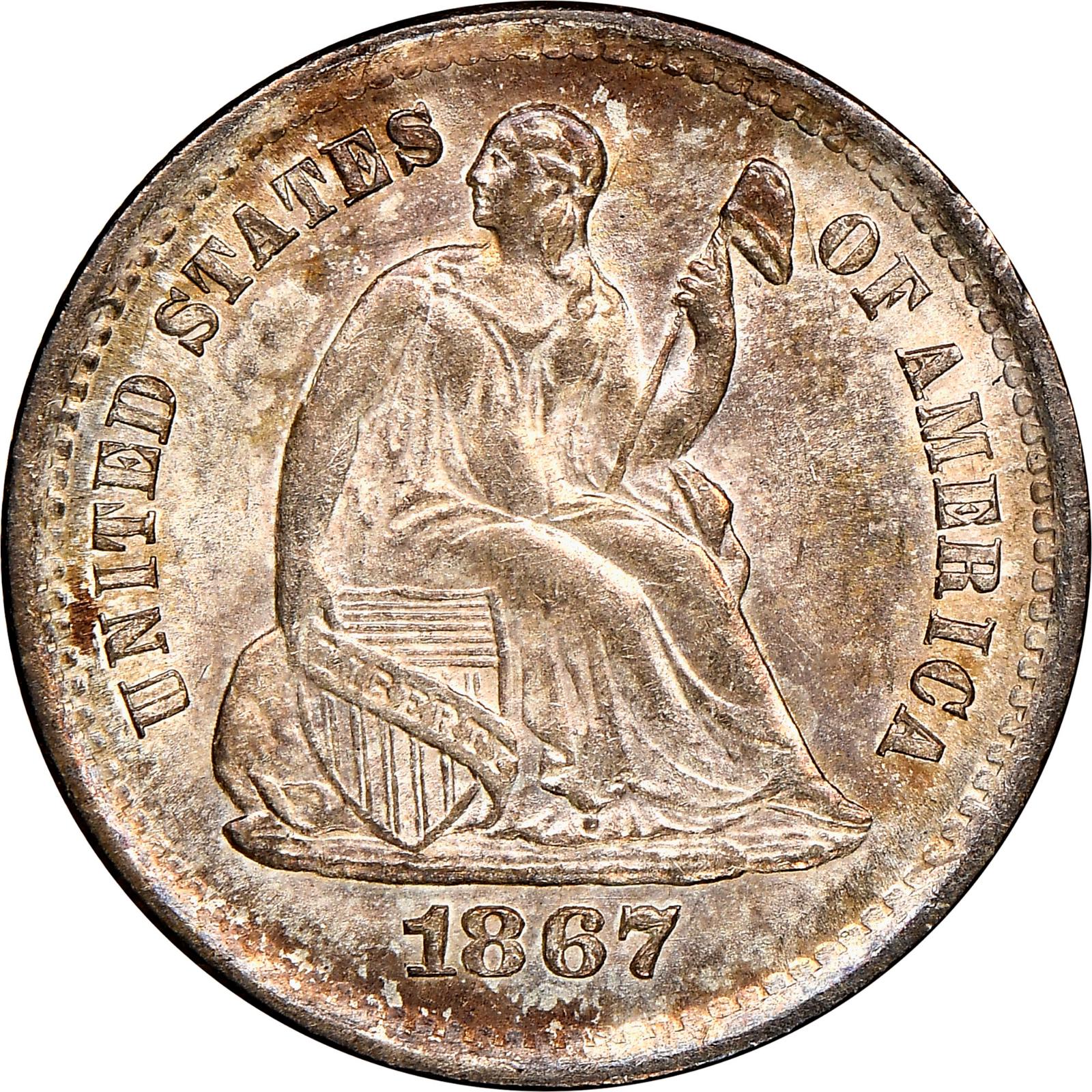 1867 S Seated Liberty Half Dime Prices | Ungraded, NGC, PCGS Values