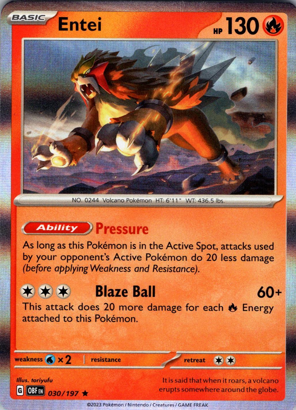 Entei #30 Prices | Pokemon Obsidian Flames | Pokemon Cards