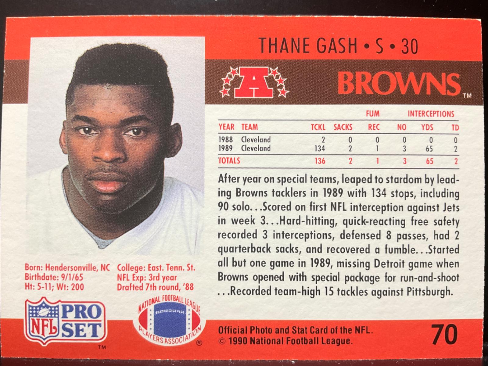 Thane Gash #70 Prices | 1990 Pro Set | Football Cards