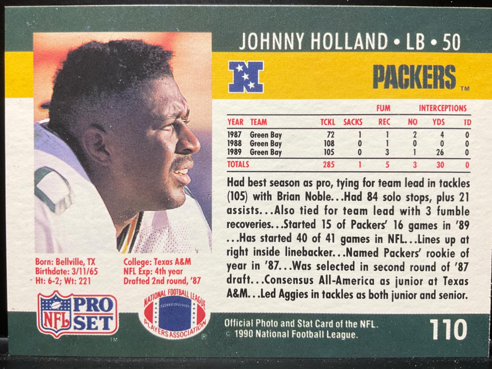 Johnny Holland #110 Prices | 1990 Pro Set | Football Cards