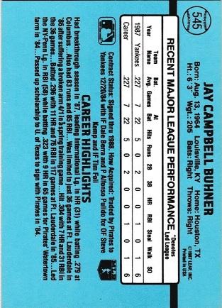 Jay Buhner #545 Prices [Rookie] | 1988 Donruss | Baseball Cards