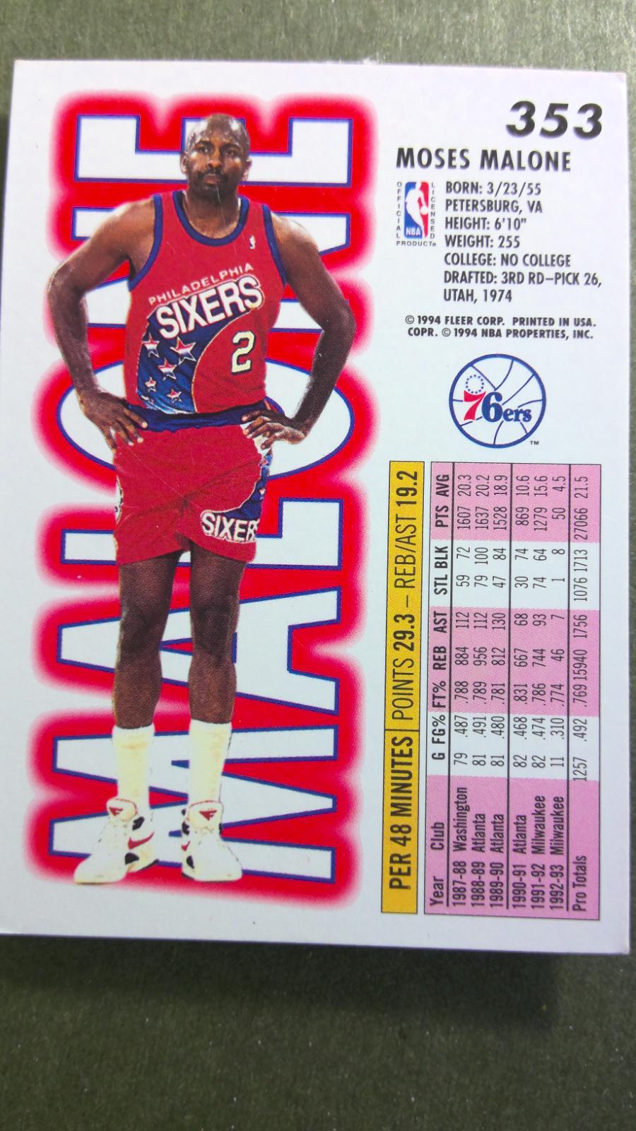 Moses Malone #353 Prices | 1993 Fleer | Basketball Cards