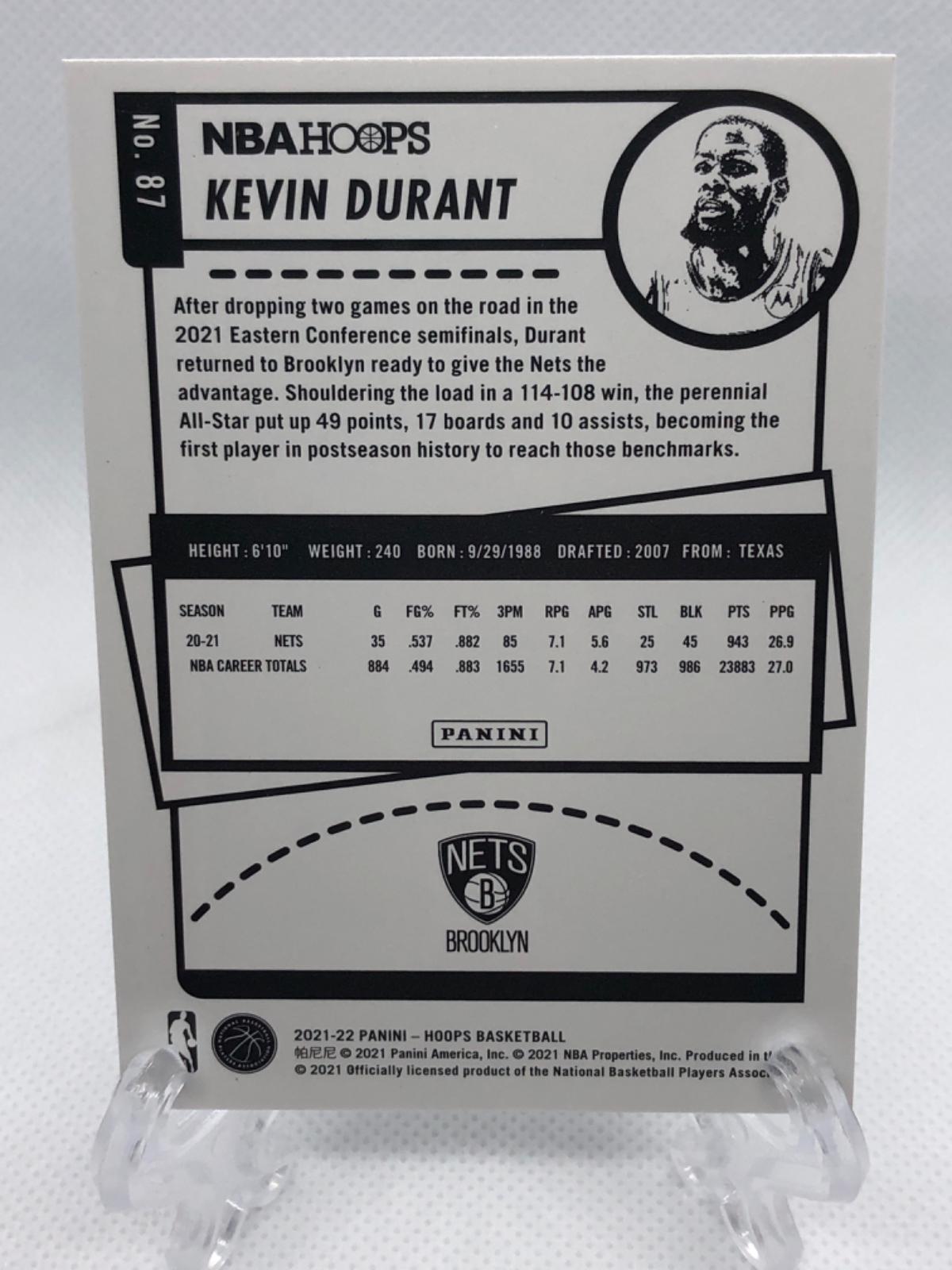 Kevin Durant #87 Prices | 2021 Panini Hoops | Basketball Cards