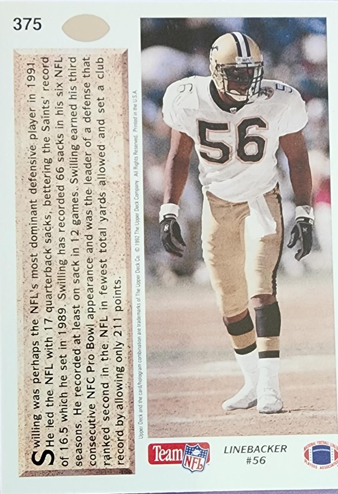 Pat Swilling #375 Prices | 1992 Upper Deck | Football Cards