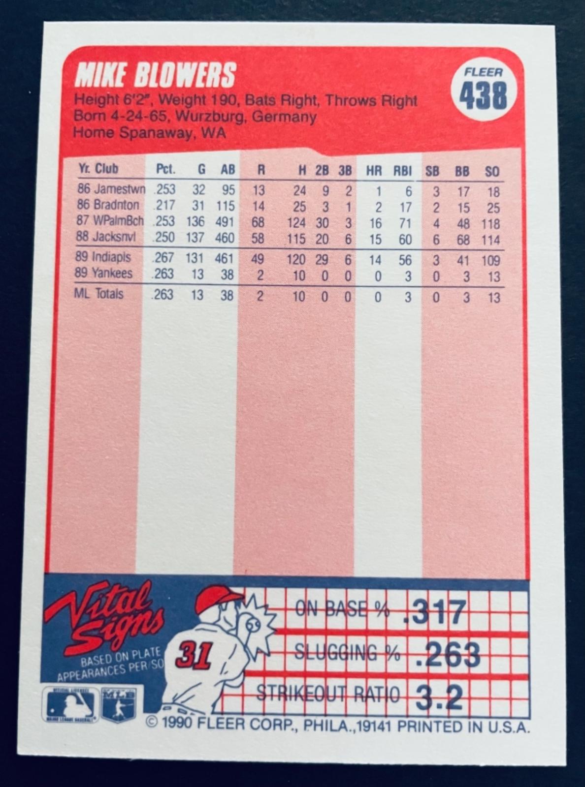 Mike Blowers #438 Prices | 1990 Fleer | Baseball Cards