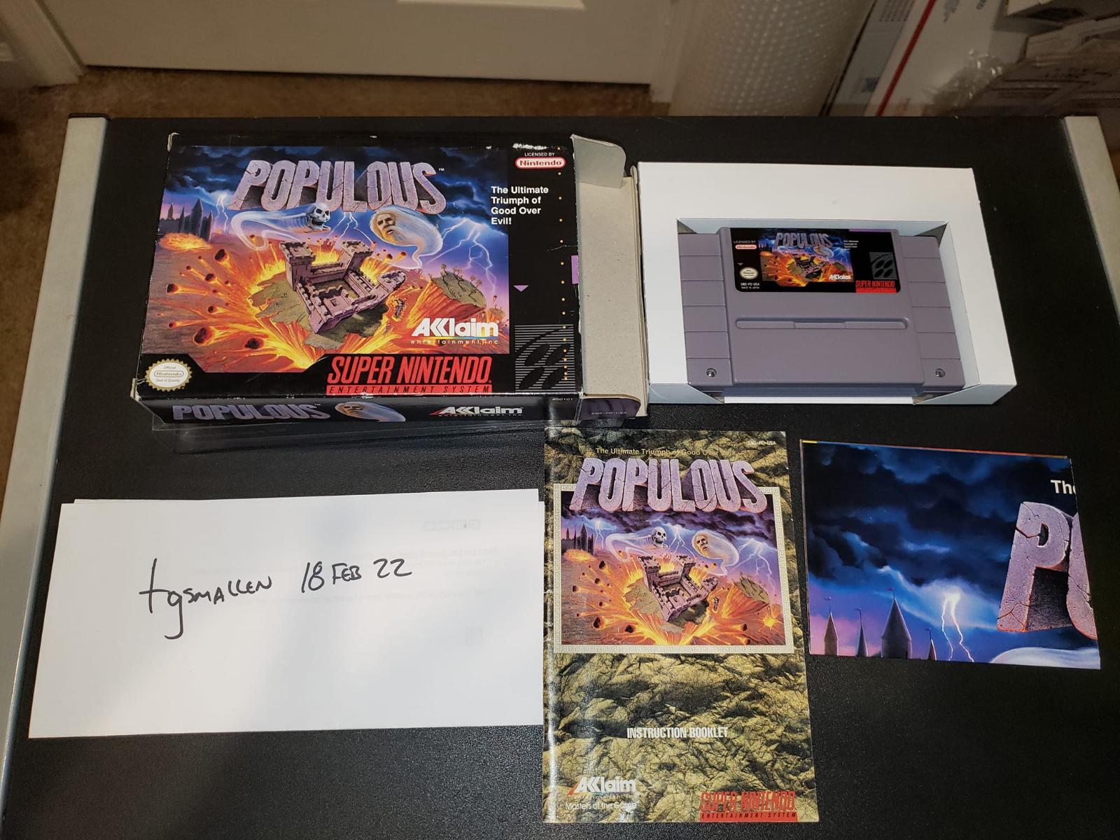 Populous | Item, Box, and Manual | Super Nintendo
