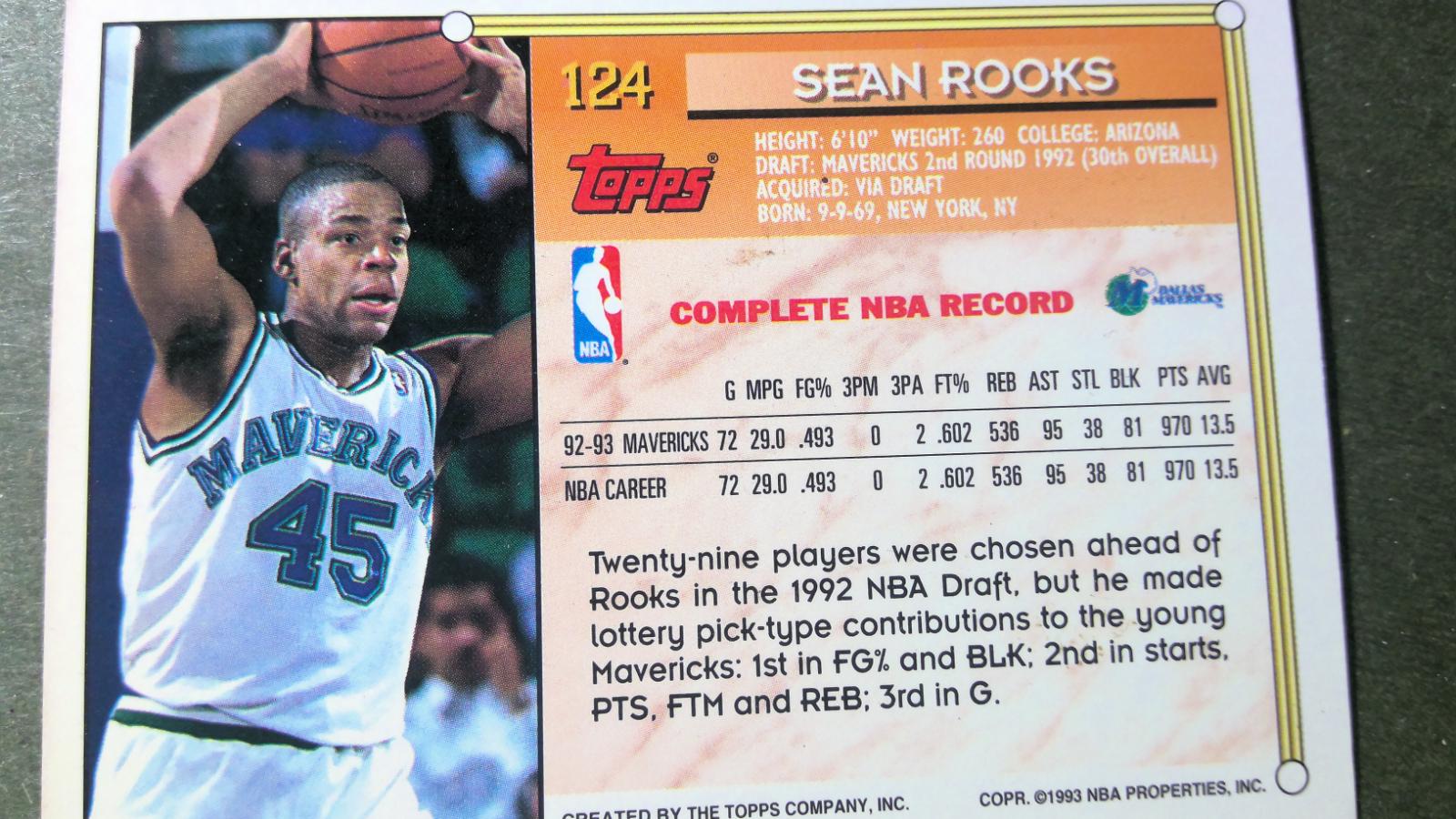 Sean Rooks #124 Prices | 1993 Topps | Basketball Cards