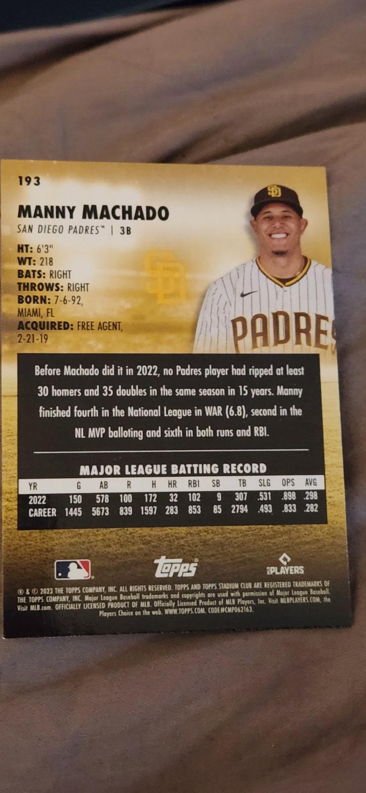 Manny Machado #193 Prices | 2023 Stadium Club | Baseball Cards