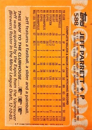 Jeff Parrett #588 Prices | 1988 Topps | Baseball Cards