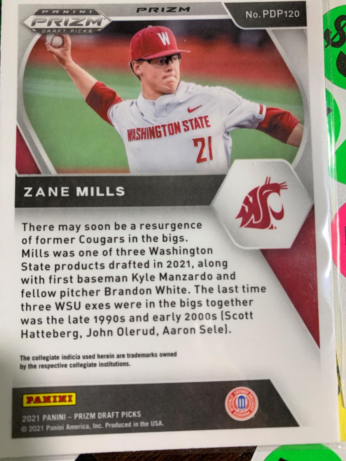Zane Mills [Green Pulsar Prizm] #120 Prices | 2021 Panini Prizm Draft ...