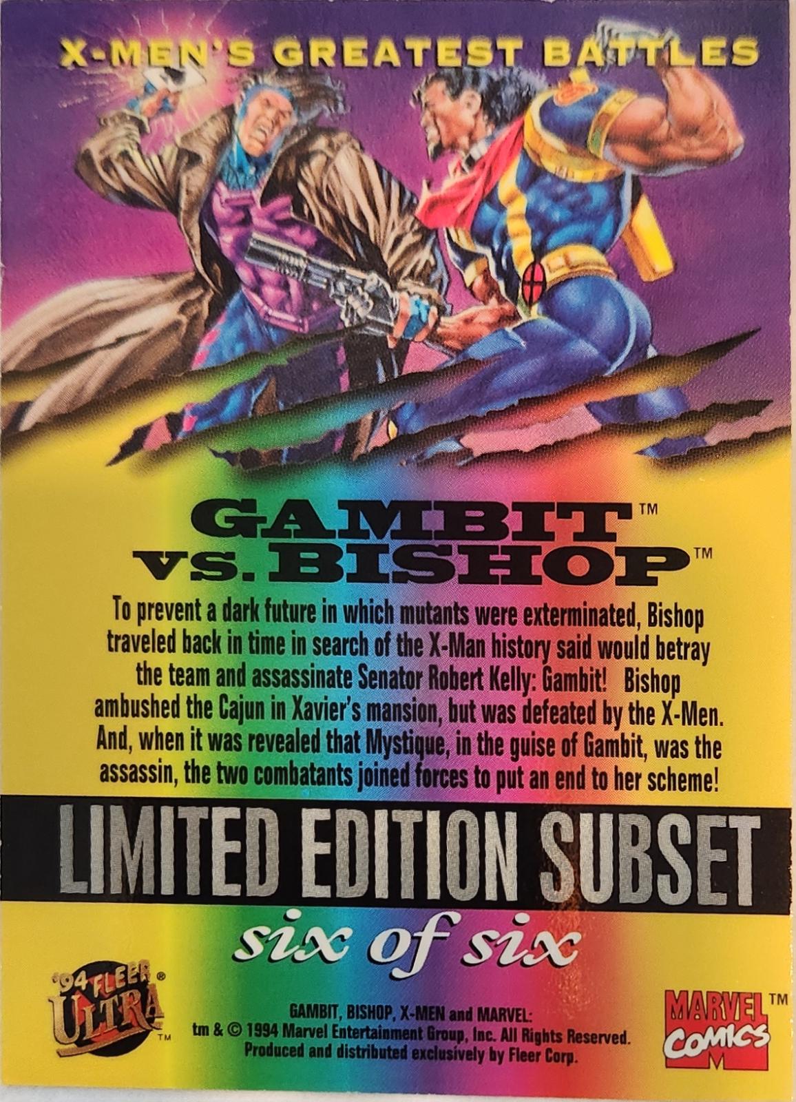 Цены на Gambit Vs. Bishop #6 | Marvel 1994 Ultra X-Men Greatest Battles ...