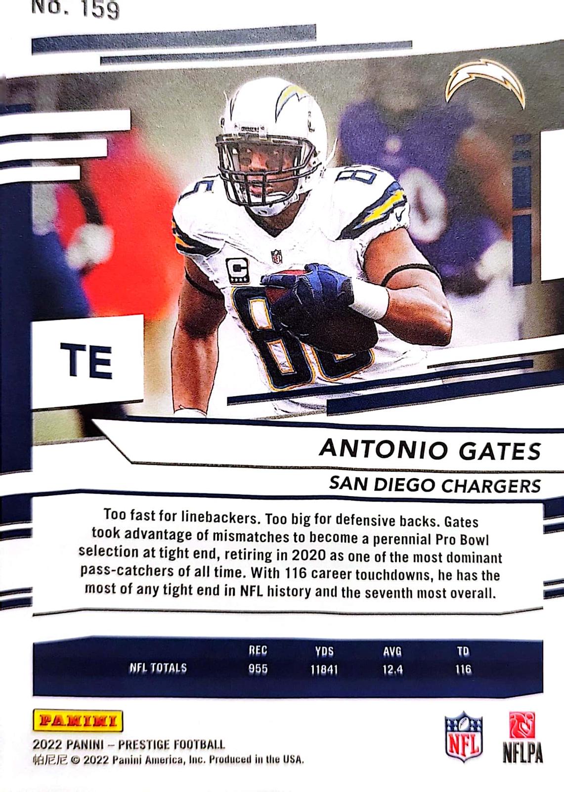 Antonio Gates #159 Prices | 2022 Panini Prestige | Football Cards