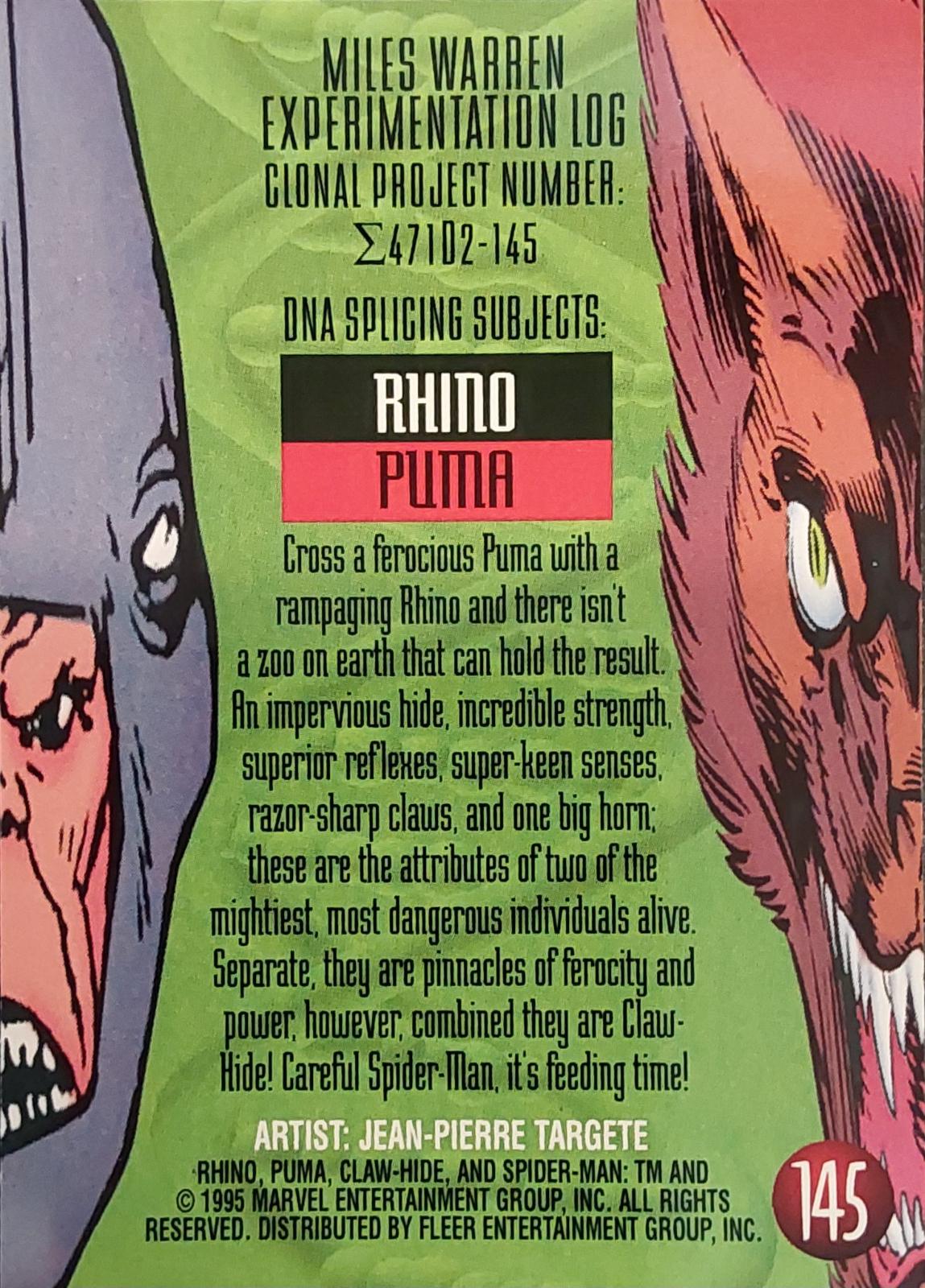 Claw-Hide #145 Prices | Marvel 1995 Ultra Spider-Man | Marvel Cards