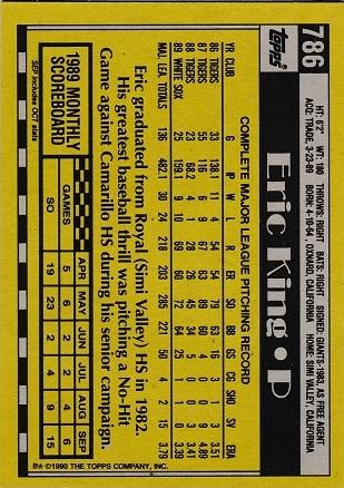 Eric King #786 Prices | 1990 Topps | Baseball Cards