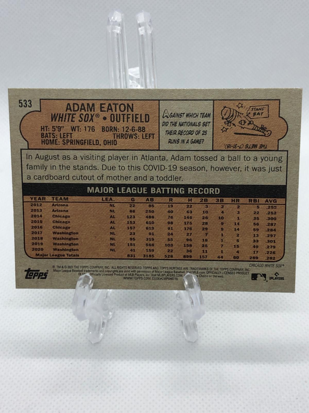 Adam Eaton #533 Prices | 2021 Topps Heritage | Baseball Cards