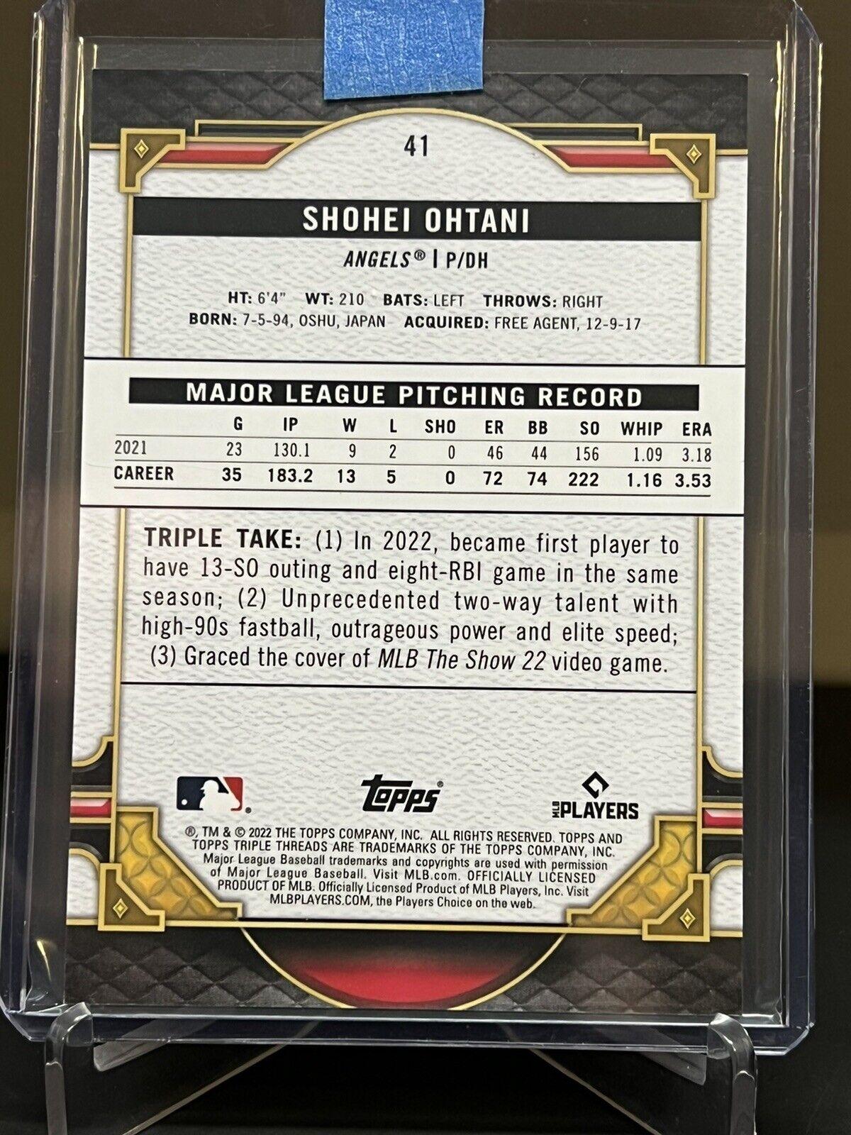 Shohei Ohtani [Aquamarine] #41 Prices | 2022 Topps Triple Threads ...