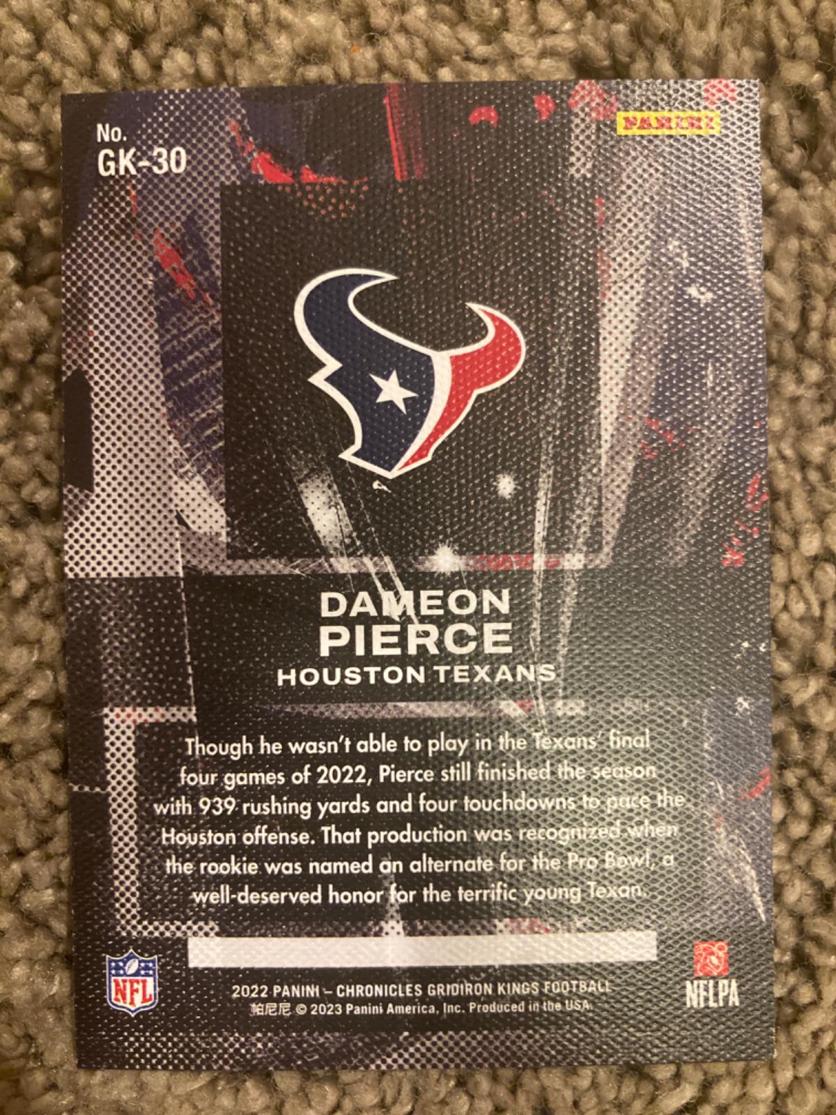 Dameon Pierce #GK-30 Prices [Rookie] | 2022 Panini Chronicles Gridiron ...