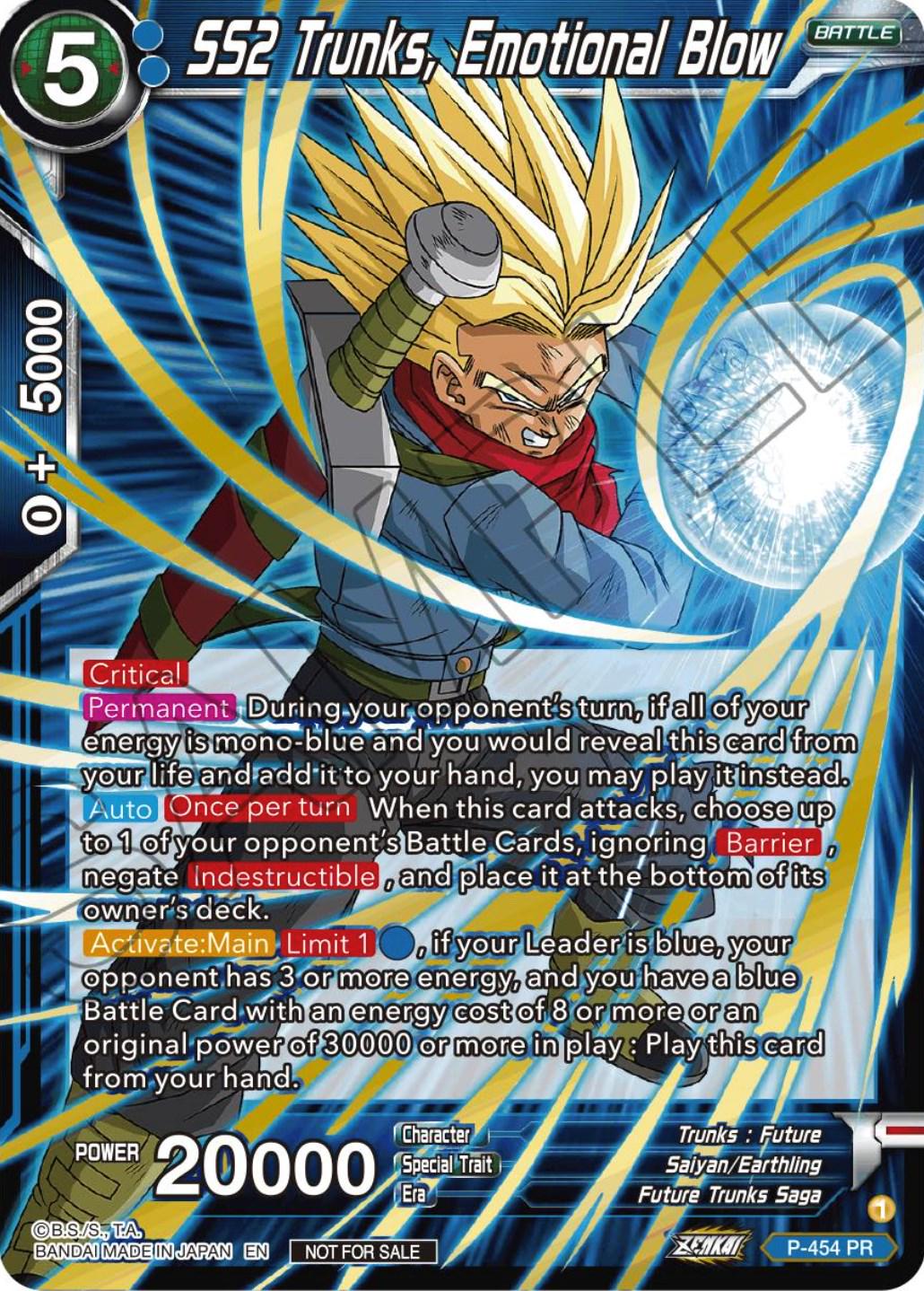 SS2 Trunks, Emotional Blow [Foil] P-454 Precios | Dragon Ball Super ...