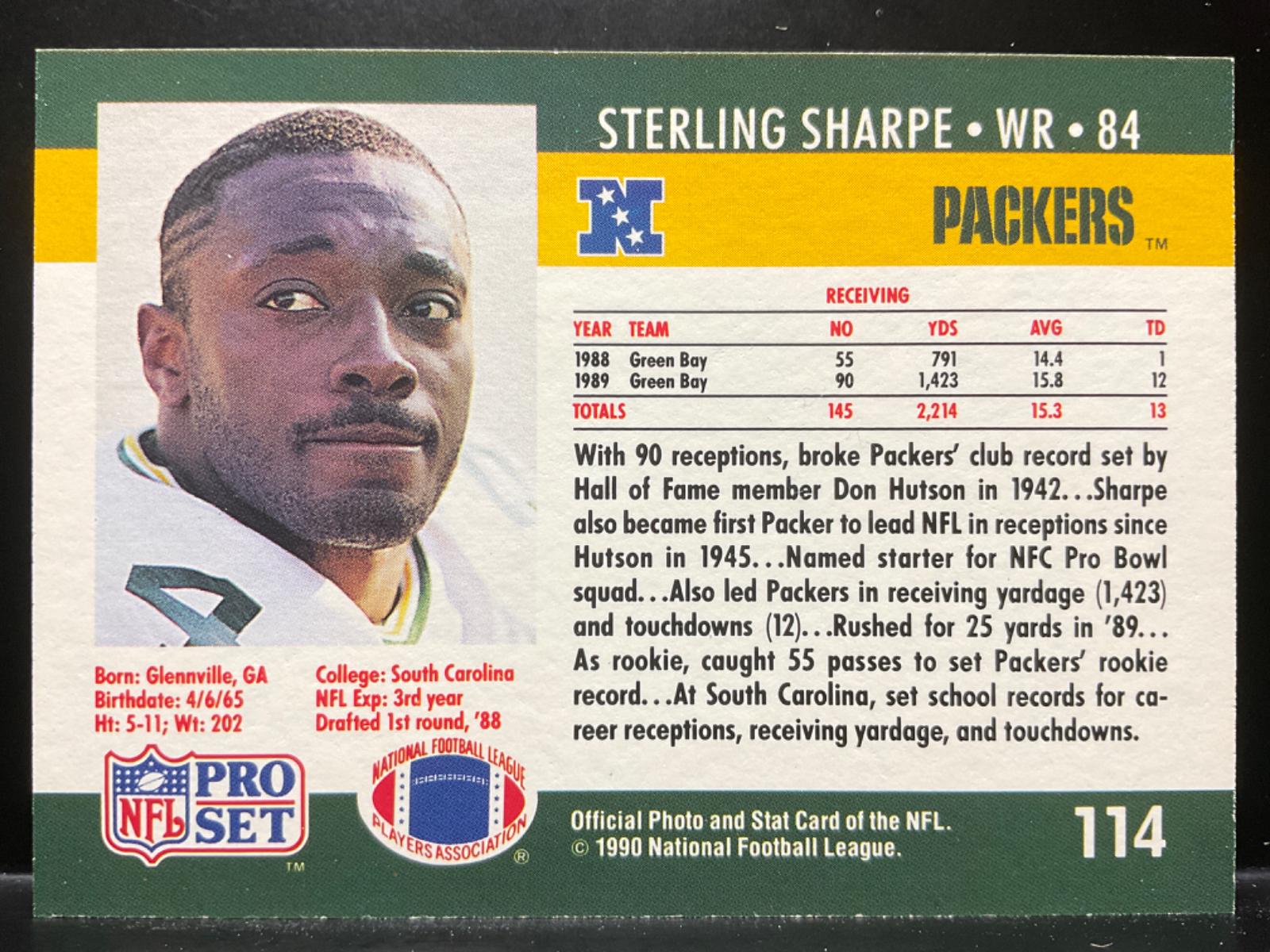 Sterling Sharpe #114 Prices | 1990 Pro Set | Football Cards