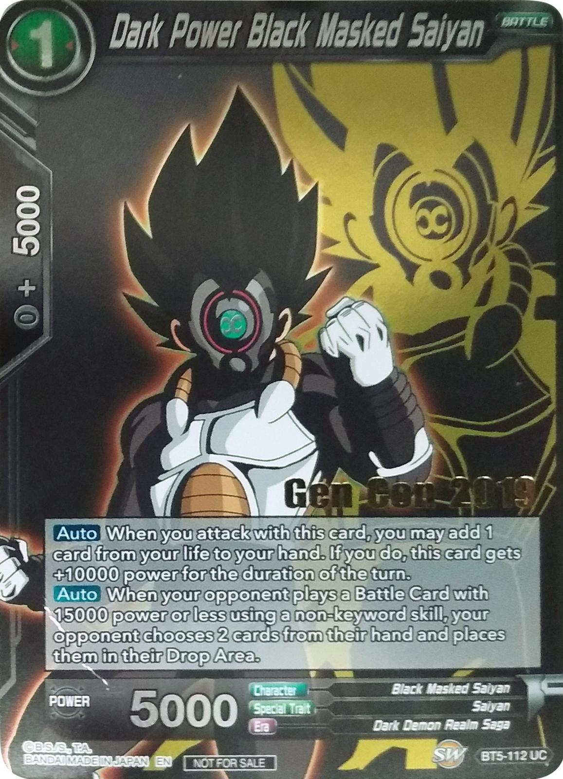 Dark Power Black Masked Saiyan [Gen Con 2019 Foil] BT5-112 Prijzen | Dragon Ball Fusion World ...