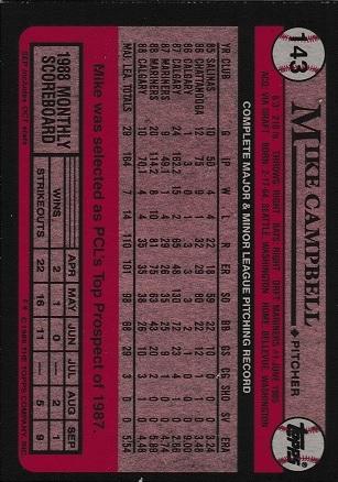 Mike Campbell #143 Prices | 1989 Topps | Baseball Cards