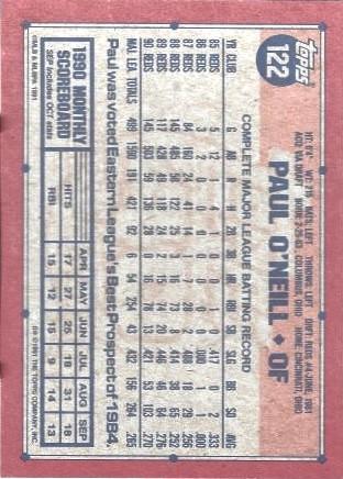 Paul O'Neill #122 Prices | 1991 Topps | Baseball Cards