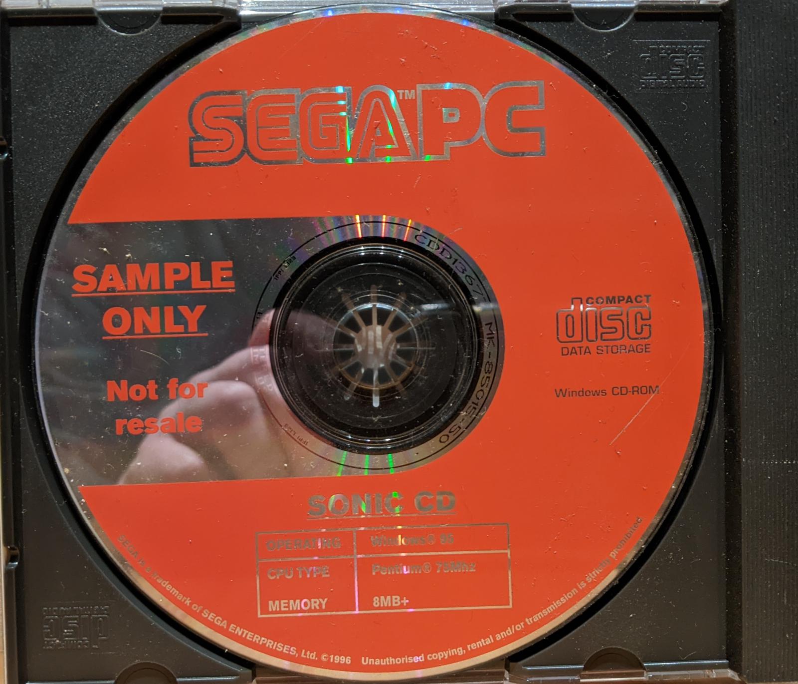Sonic CD [Sample Only] Prices PC Games | Compare Loose, CIB & New Prices