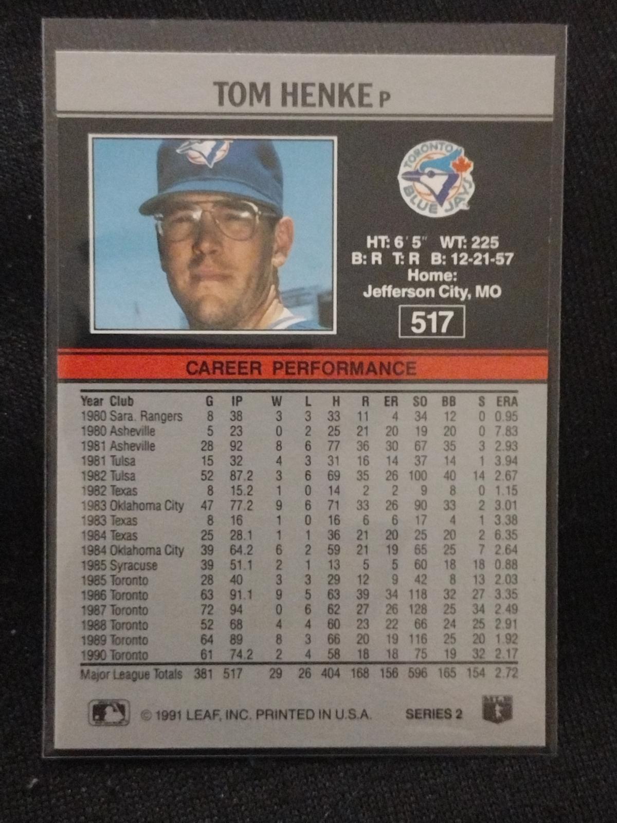 Tom Henke #517 Prices | 1991 Leaf | Baseball Cards