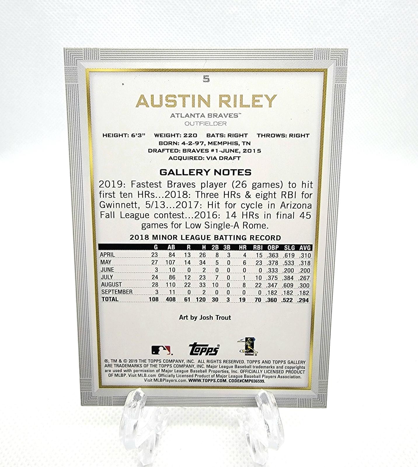 Austin Riley #5 Prices [Rookie] | 2019 Topps Gallery | Baseball Cards