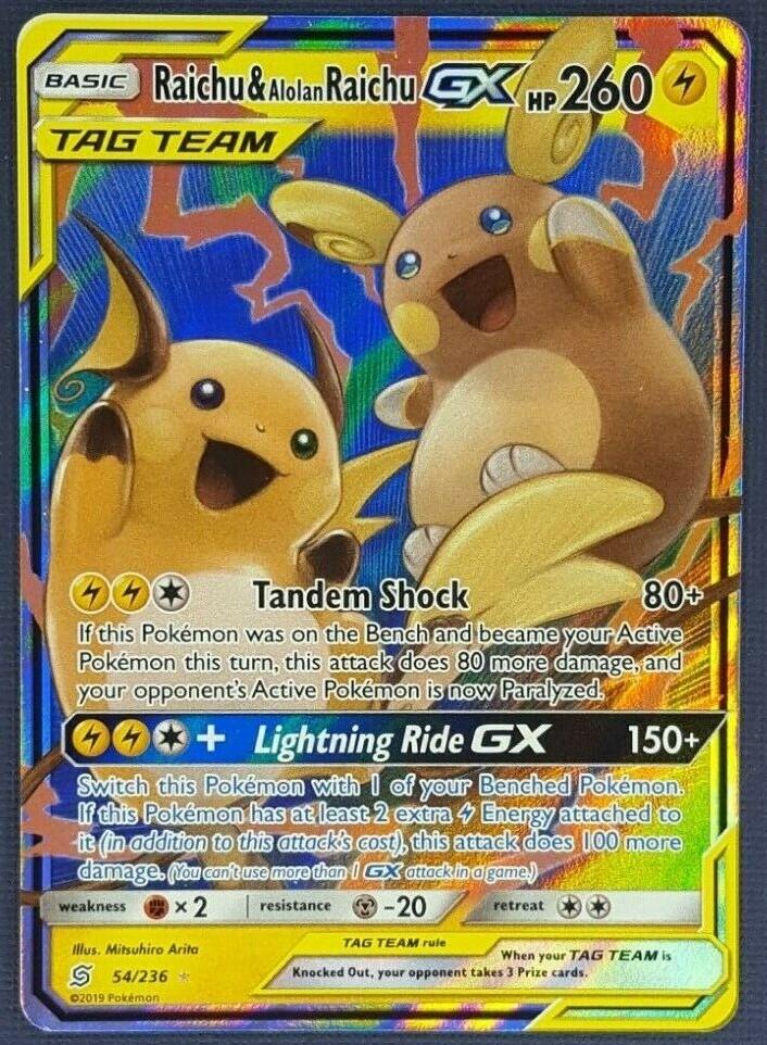 Raichu & Alolan Raichu GX #54 Prices | Pokemon Unified Minds | Pokemon ...