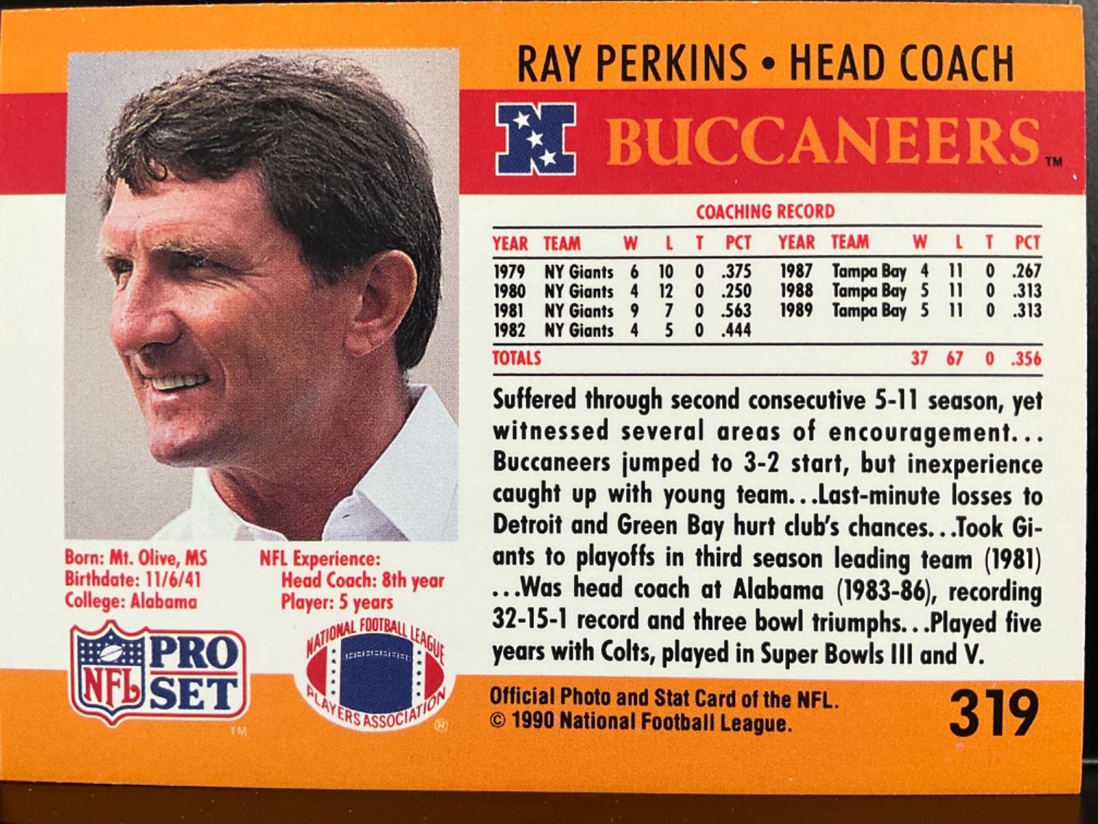 Ray Perkins #319 Prices | 1990 Pro Set | Football Cards