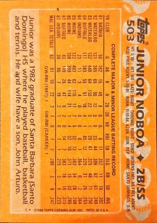 Junior Noboa #503 Prices | 1988 Topps | Baseball Cards