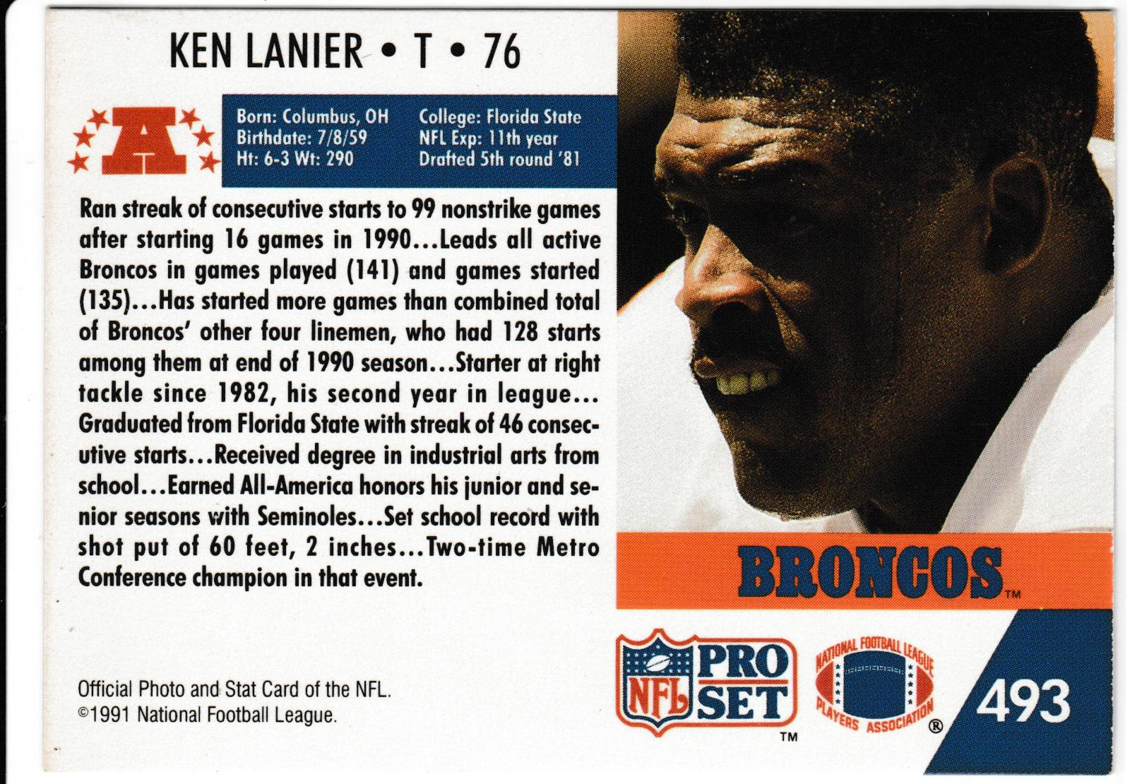 Ken Lanier #493 Prices | 1991 Pro Set | Football Cards