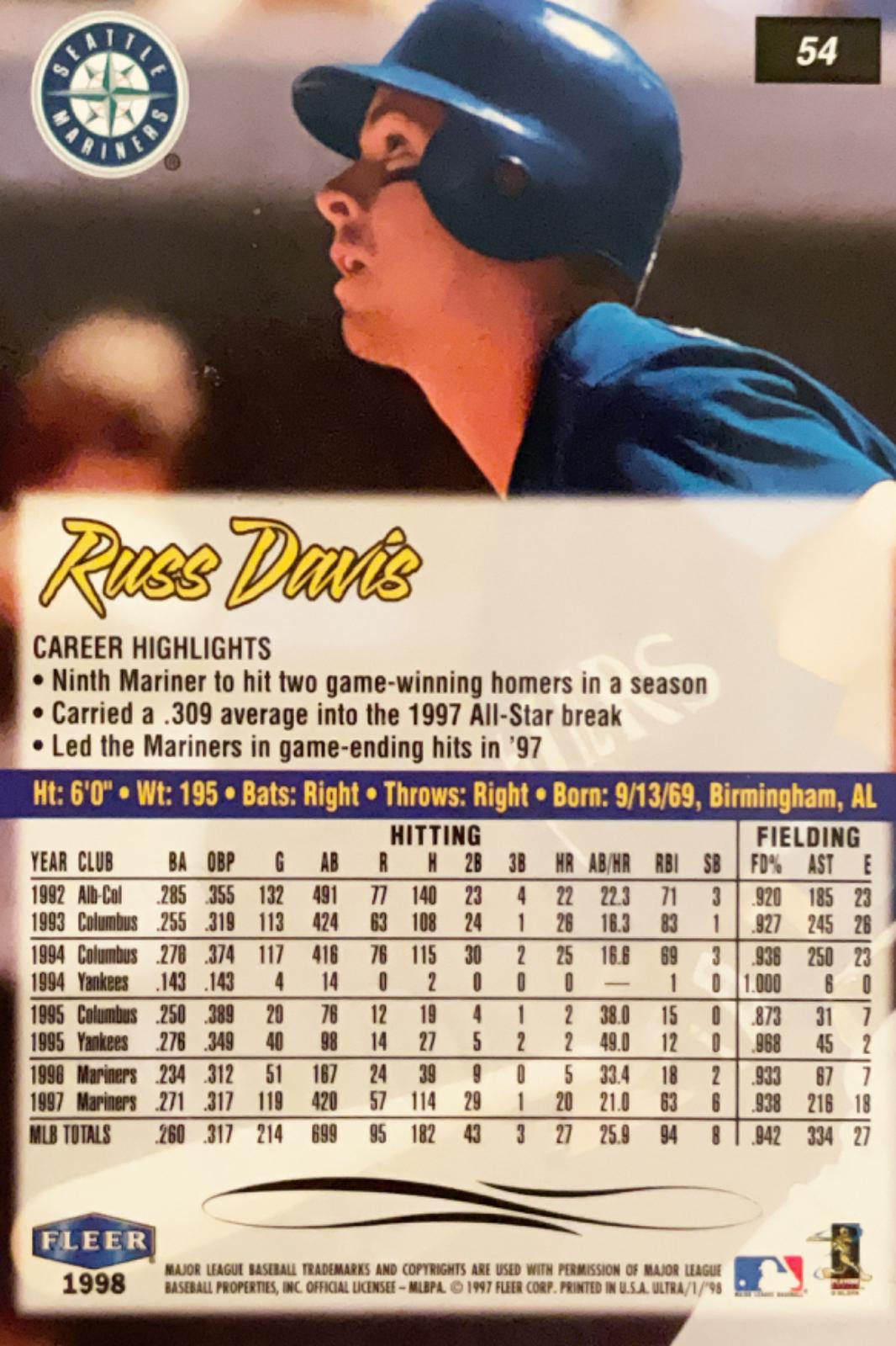 Russ Davis #54 Prices | 1998 Ultra | Baseball Cards