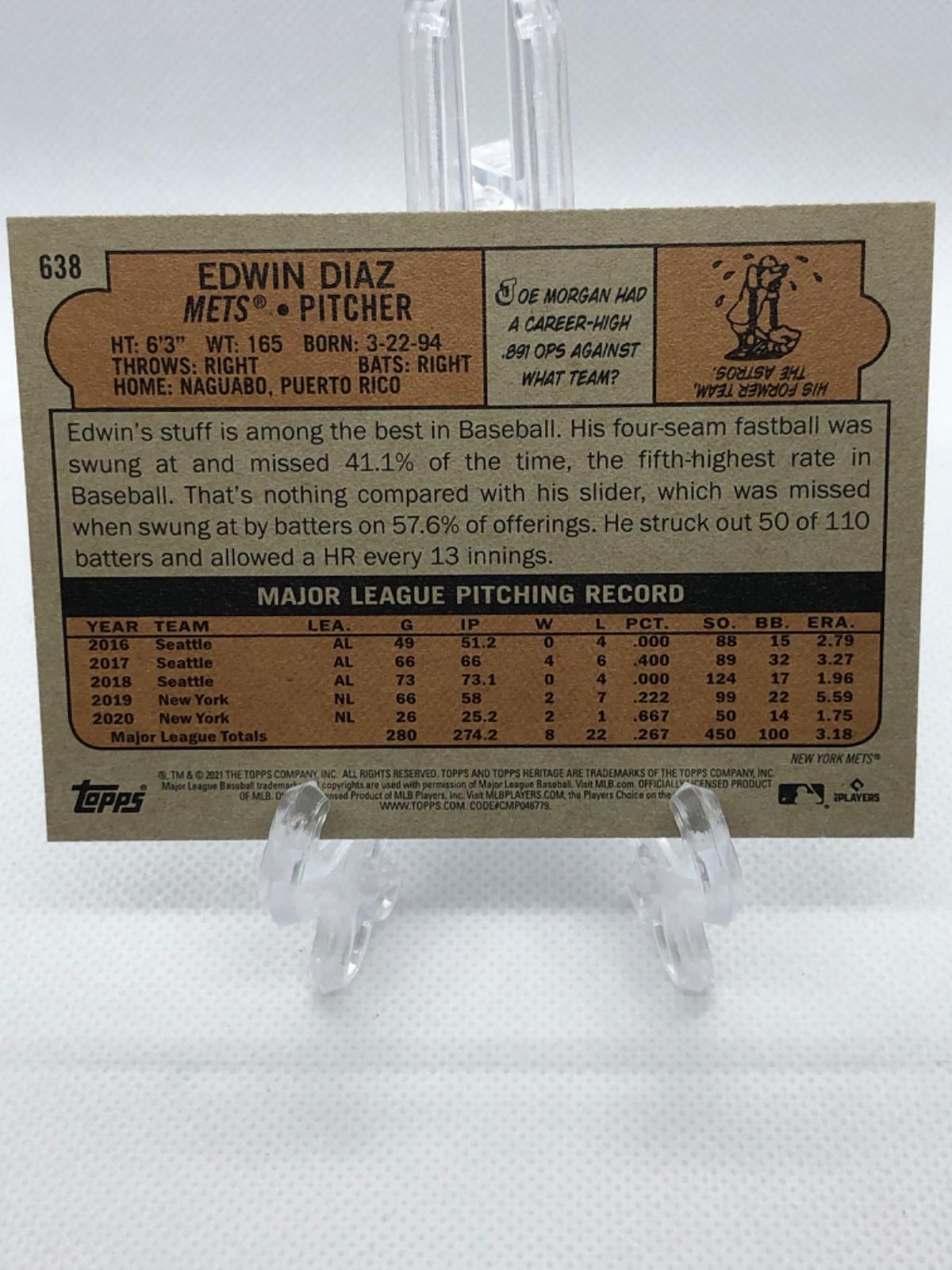 Edwin Diaz #638 Prices | 2021 Topps Heritage | Baseball Cards
